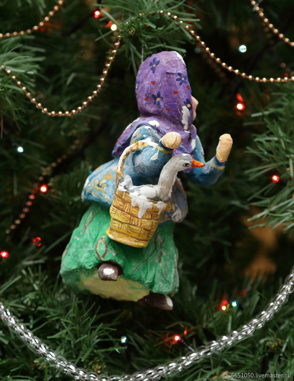 Ватная ёлочная игрушка Бабушка с гусем в интернет-магазине Ярмарка ...