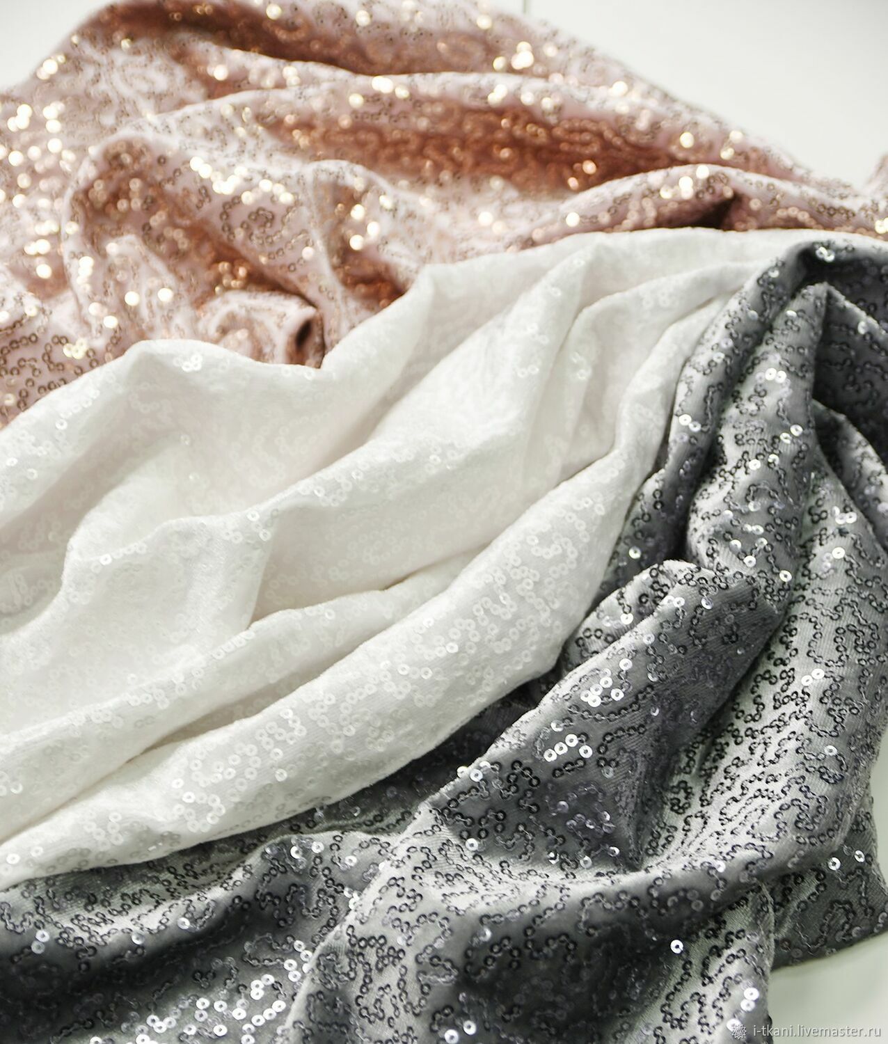 Бархат-стрейч с пайетками. Цвет "Розовая дымка" – купить онлайн на ...