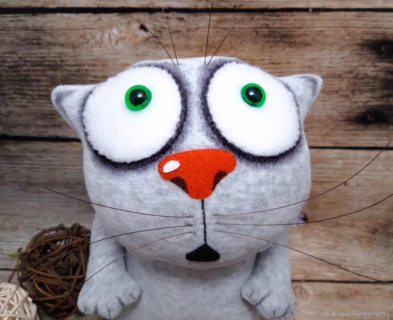 Мягкая игрушка серый плюшевый кот испуганный для любителей котов в ...