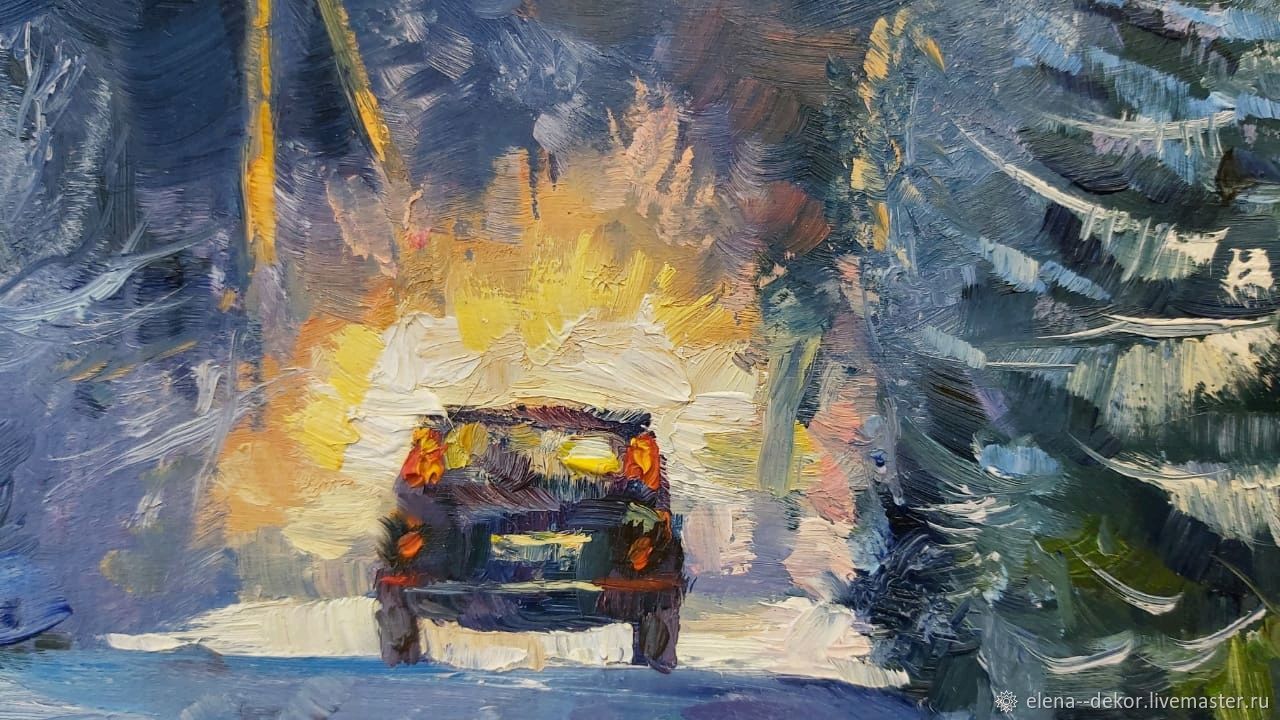 Картина маслом, зимний пейзаж. Зимняя дорога. в интернет-магазине на ...