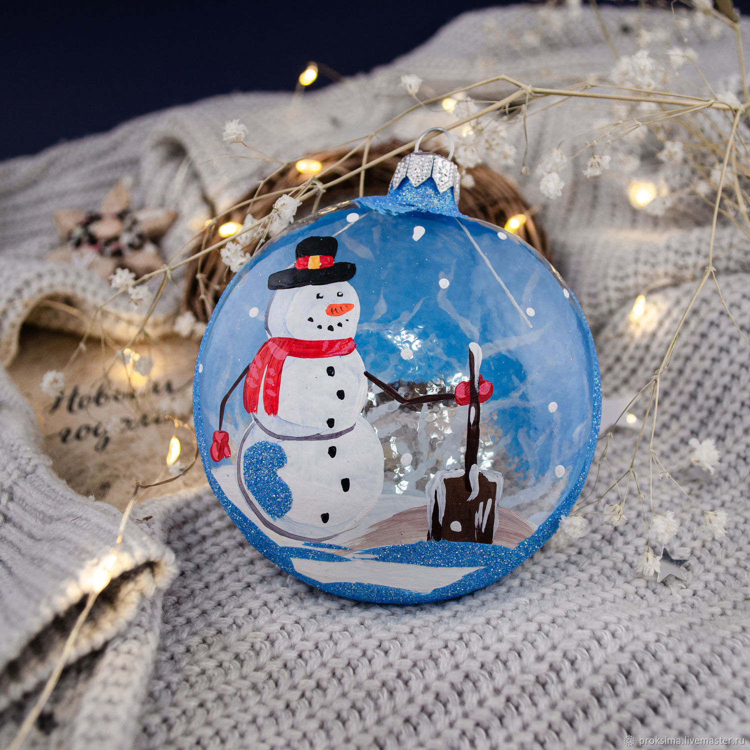 210235 Стеклянная елочная игрушка формовая «Снеговик» 9 см в интернет ...