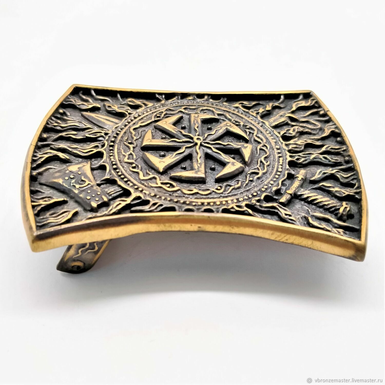 Коловрат большой бронзовая пряжка/бляха для ремня патинированная в ...