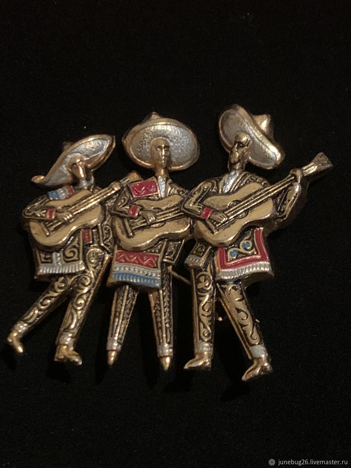 Винтаж: Броши винтажные: Брошь Damaskin „ Мексиканское трио“ в интернет-магазине Ярмарка ...