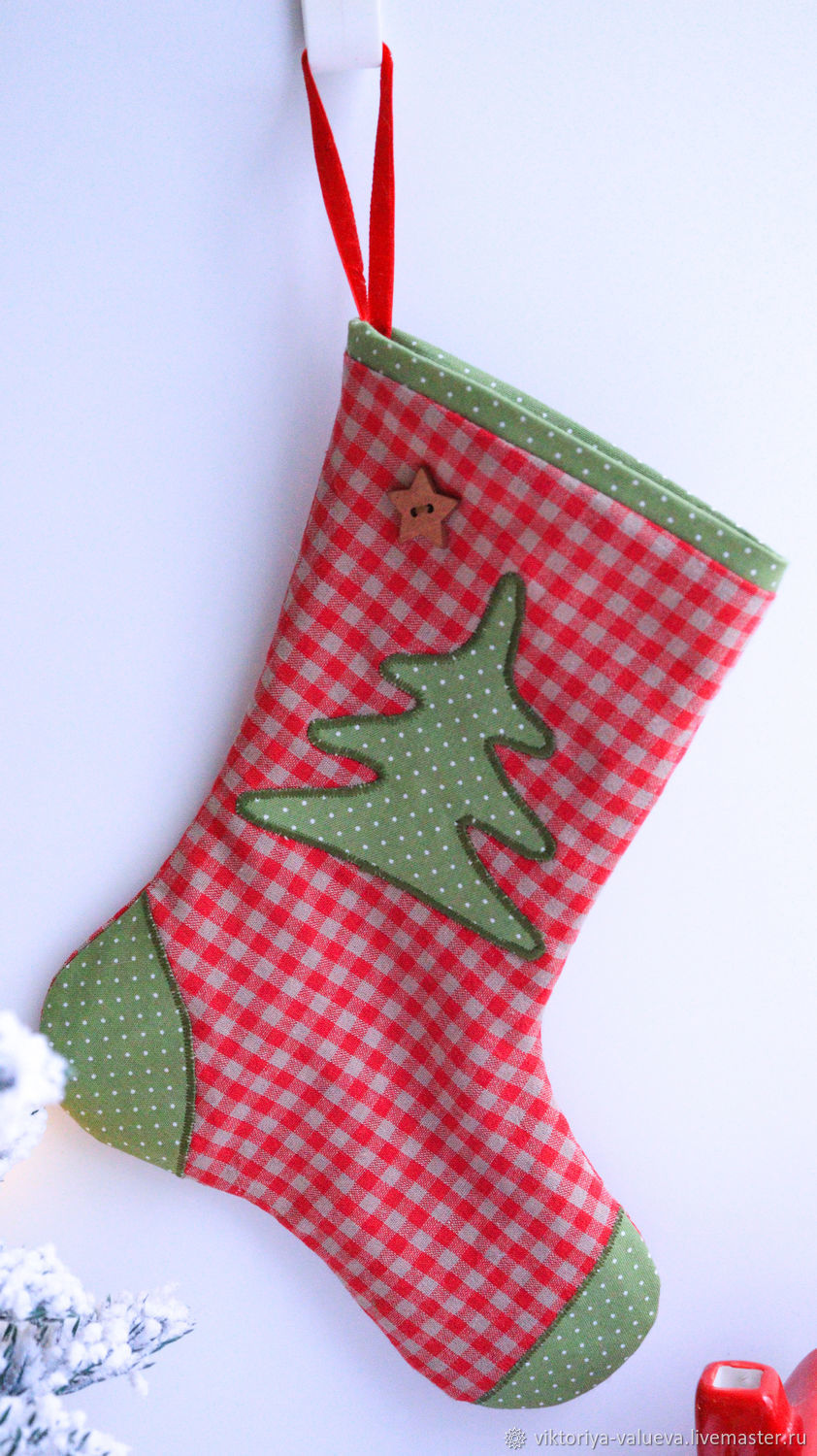 Носок Рождественский с елочкой в интернет-магазине Ярмарка Мастеров по ...