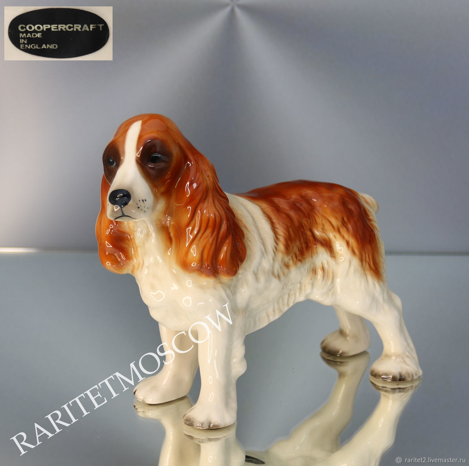 Винтаж: Собака спаниель охота статуэтка большая фарфор Coopercraft ...