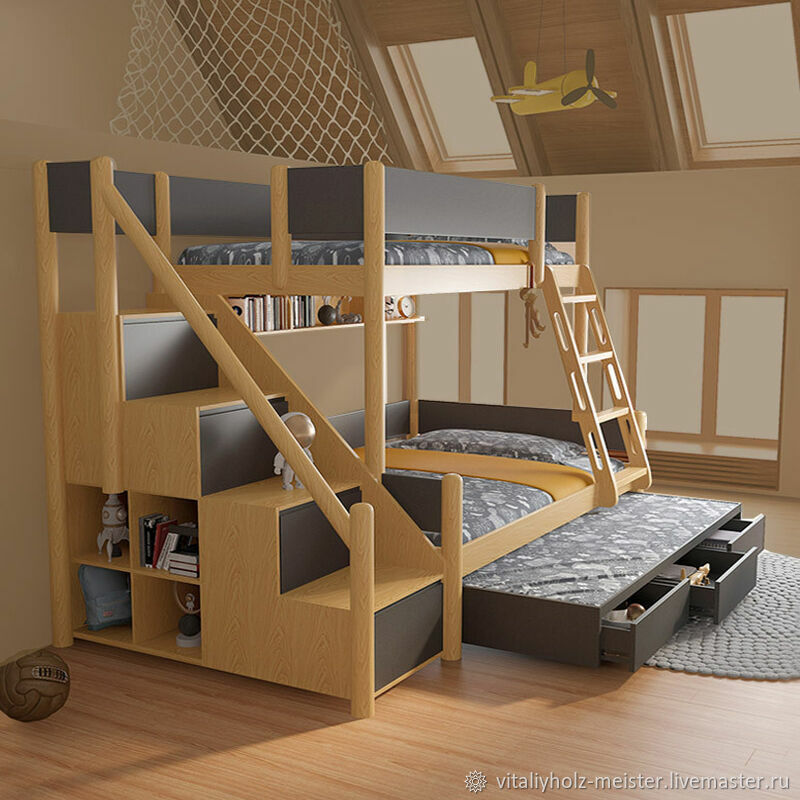 Kalevala black Двухъярусная кровать из массива в интернет-магазине ...