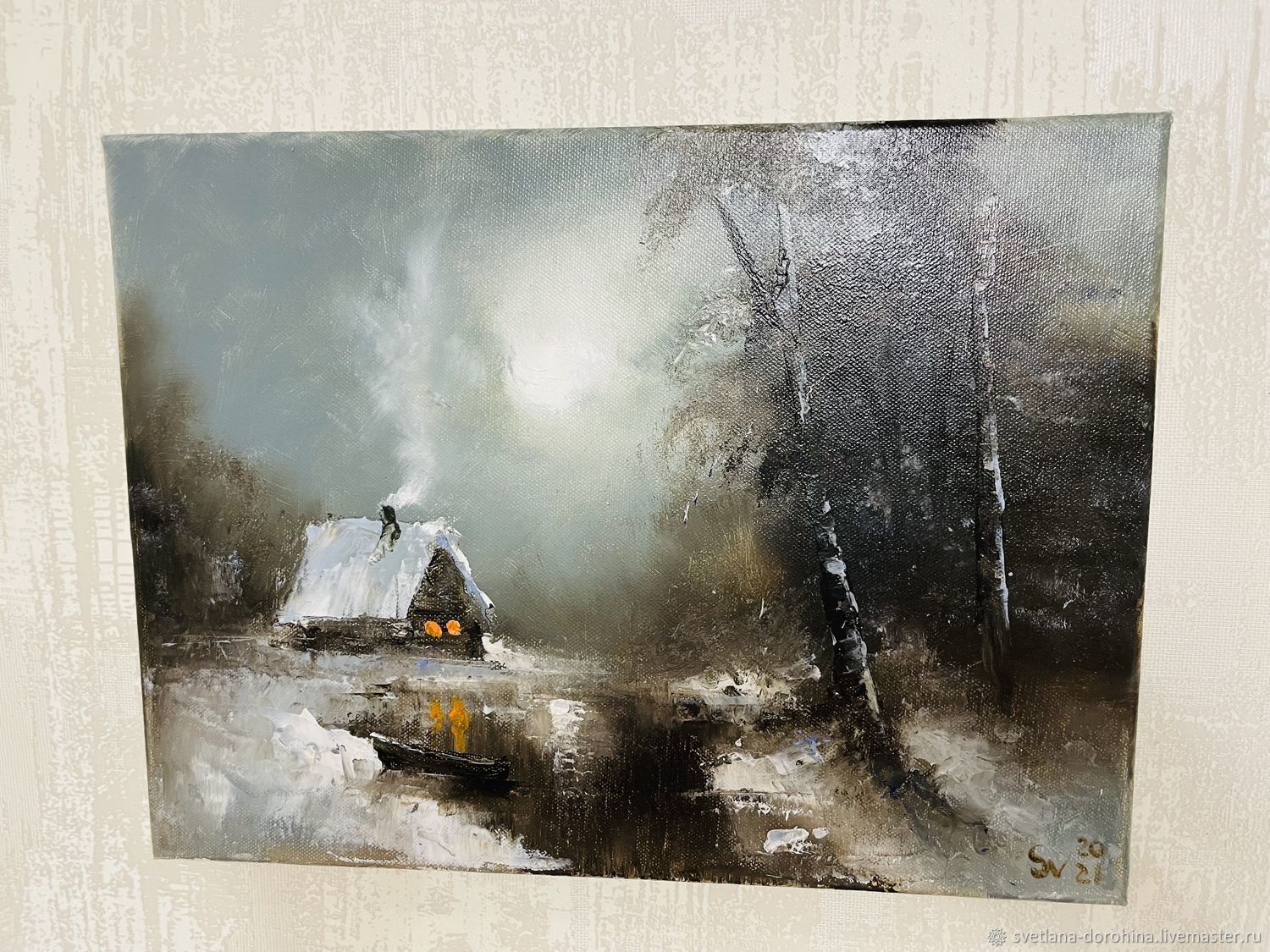 Картина маслом: Лунный свет в глуши – купить онлайн на Ярмарке Мастеров ...