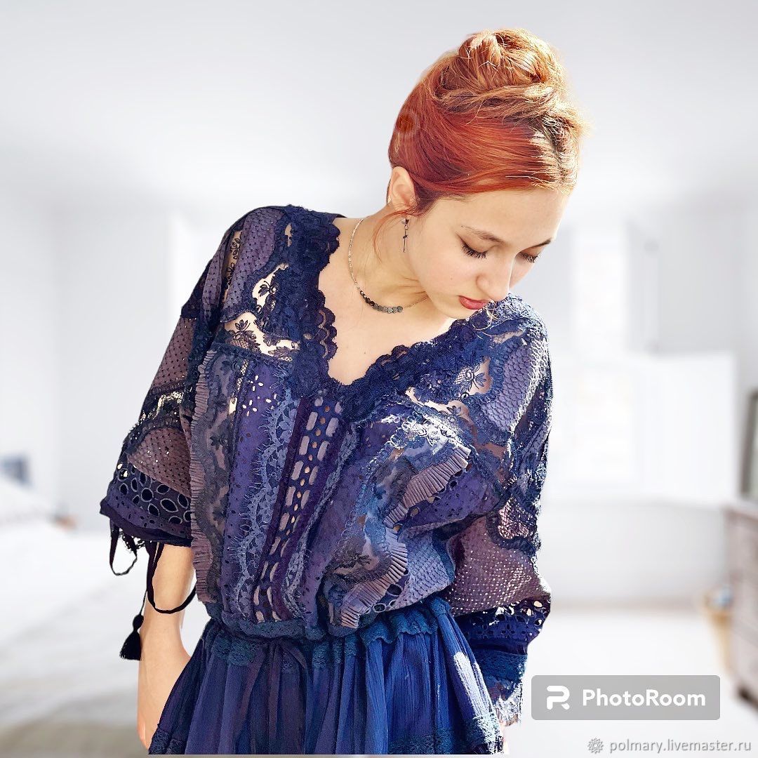 Платье Адалин из чёрного шитья и кружева в стиле бохо на заказ в ...