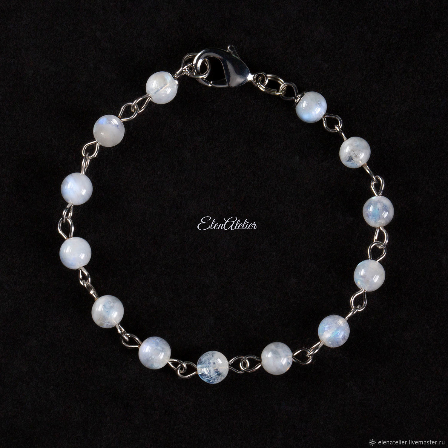 Браслет из натурального радужного лунного камня купить в интернет ...