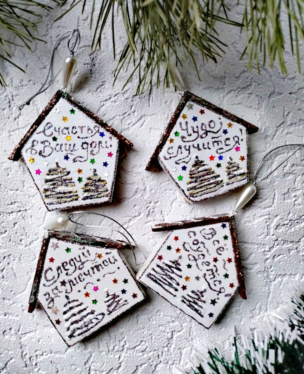 Новогодние домики на елку. Набор из 2 шт. в интернет-магазине на ...