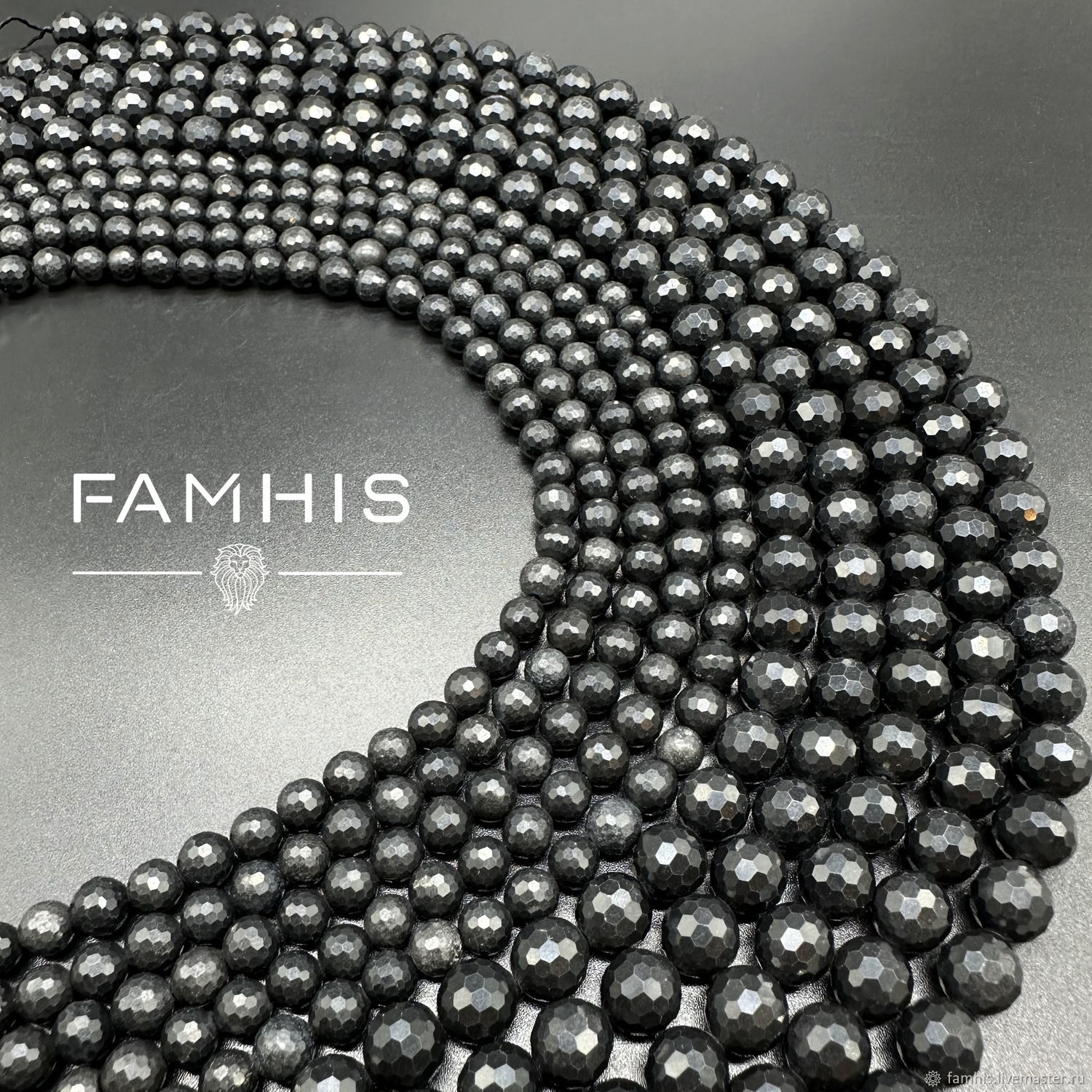 Шунгит натуральный, граненая бусина 6 и 8 мм купить в интернет-магазине ...