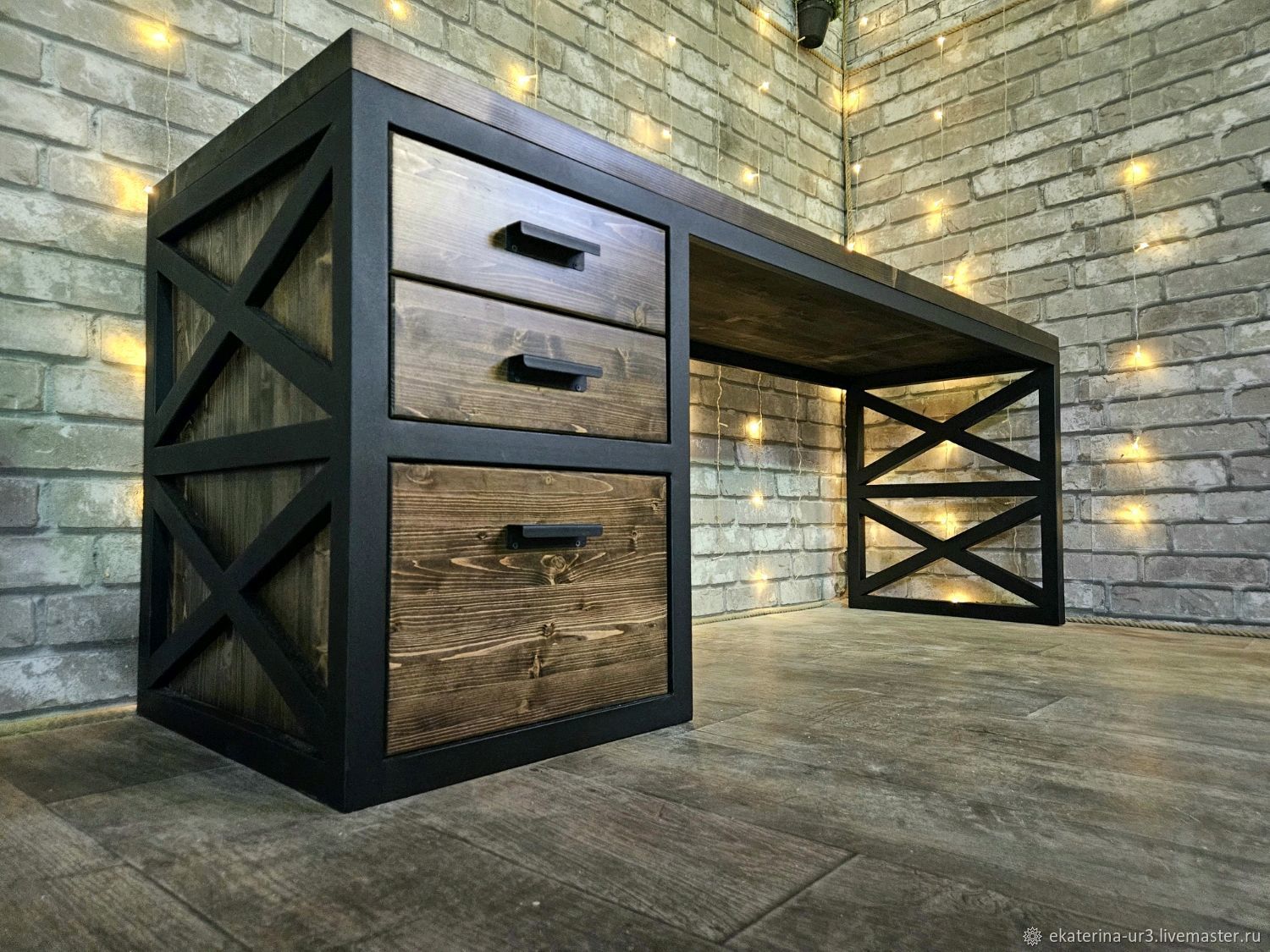 Стол в стиле Лофт письменный с ящиками EasyLoft Long-200 на заказ в ...