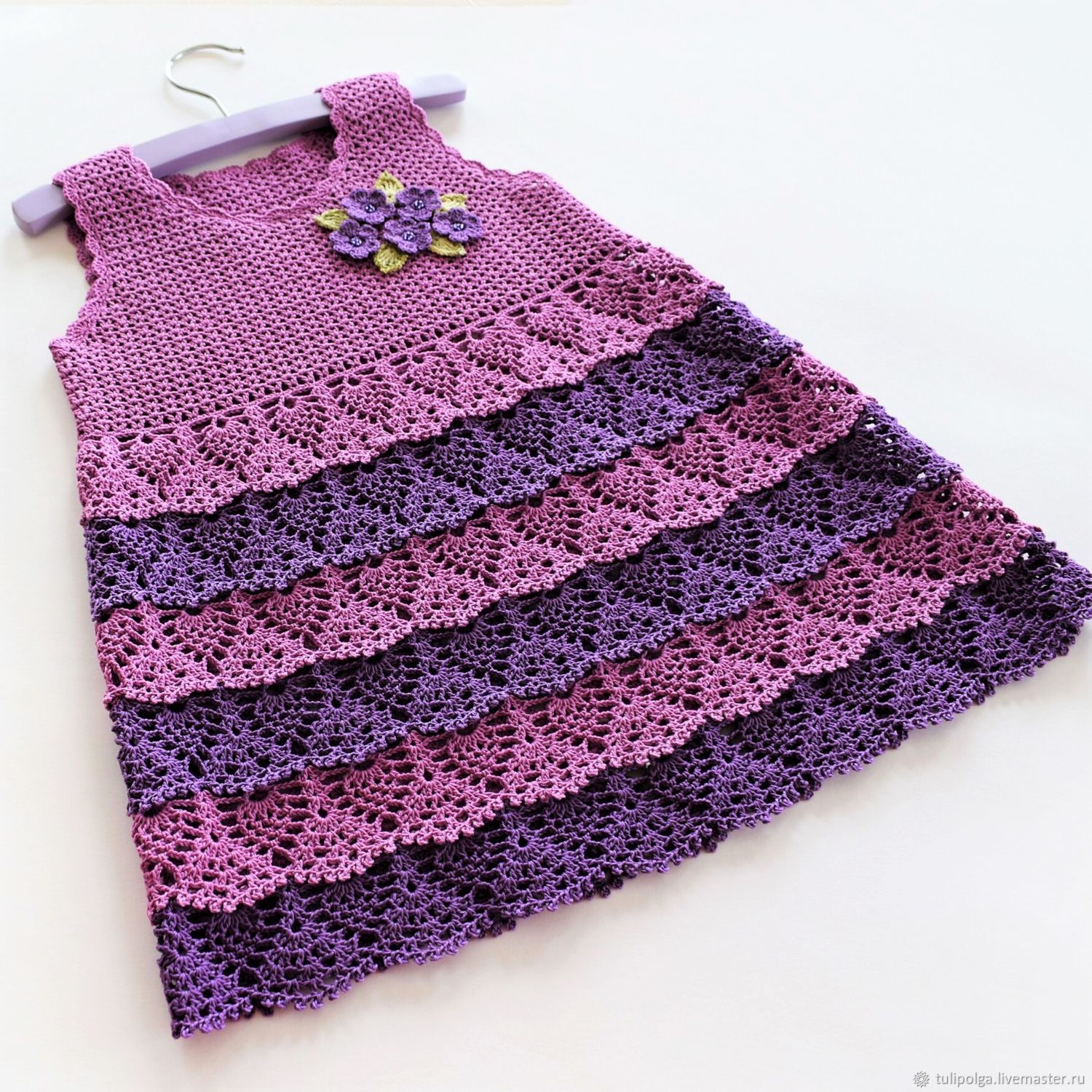 Платья для девочек Описание вязания Вязание крючком Схема вязания в ...
