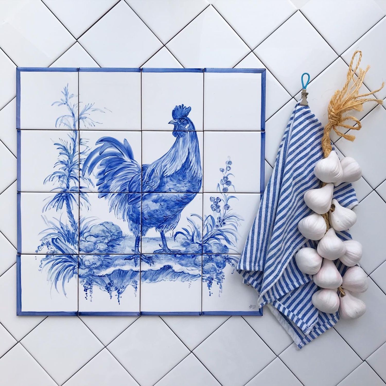 Плитка и изразцы: Керамическое панно для кухни Синий Петух на заказ в ...