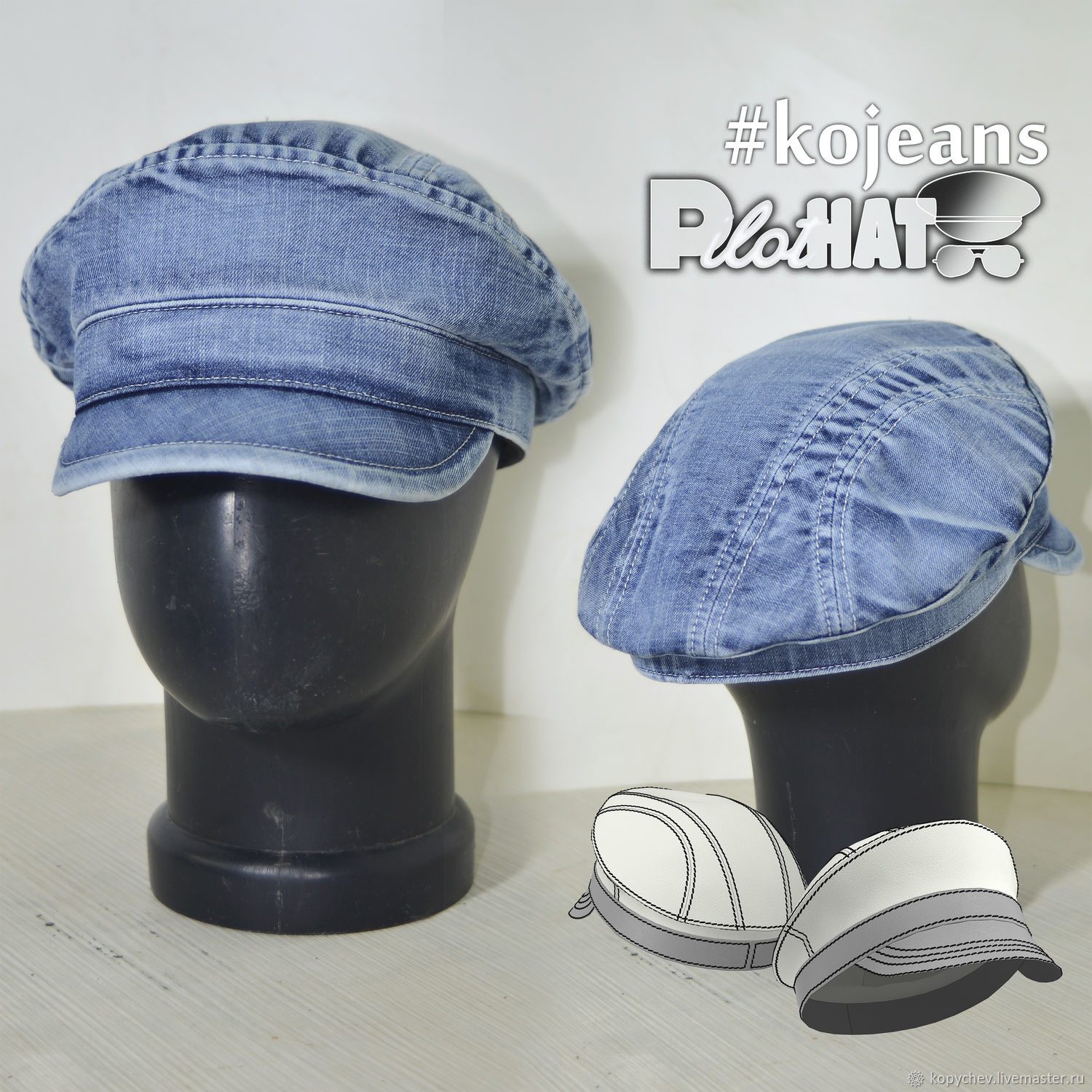Фуражка из денима. Капитанка. Картуз джинсовый. в интернет-магазине на ...