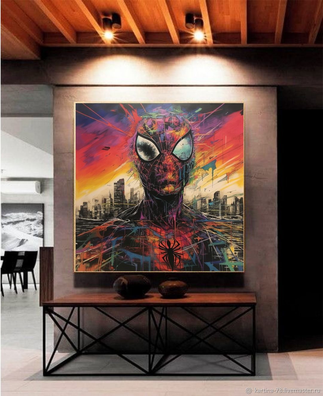 Картина маслом на холсте Человек паук Картины маслом на заказ Поп-арт в ...