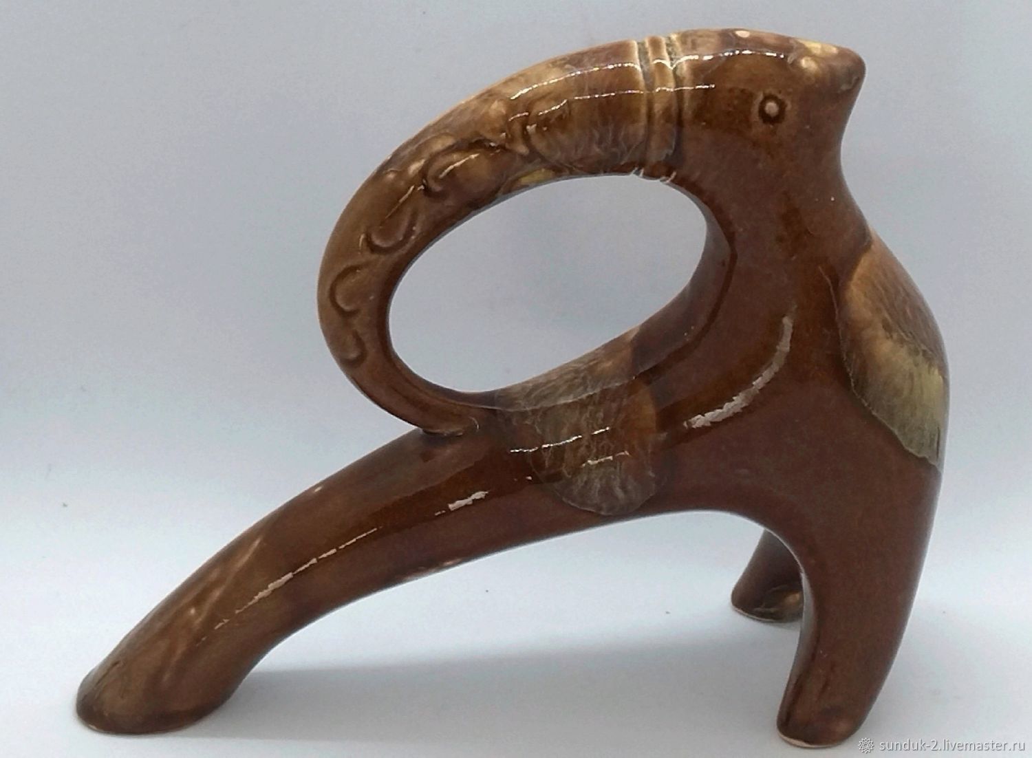 Винтаж СТАТУЭТКА ГОРНЫЙ БАРАН АРХАР ОБЛИВНАЯ КЕРАМИКА СССР купить в интернет магазине