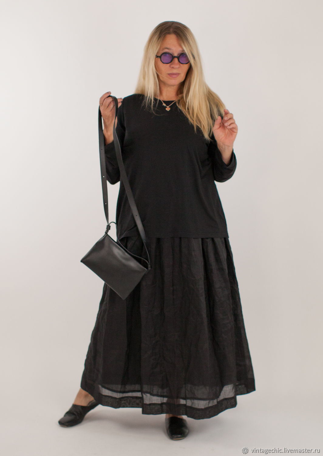 Пуловер свободный из черной шерсти с вискозой MUHA-314i на заказ в ...