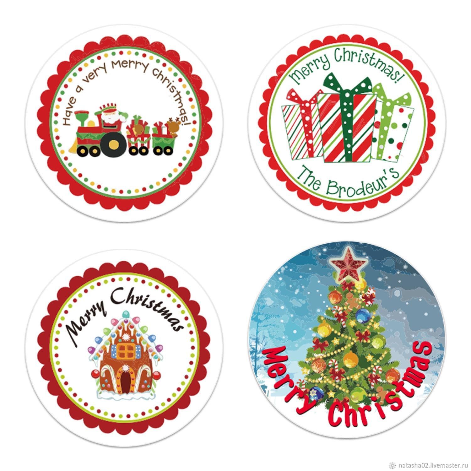 Набор 4шт. НОВОГОДНИЕ наклейки, декор купить в интернет-магазине ...
