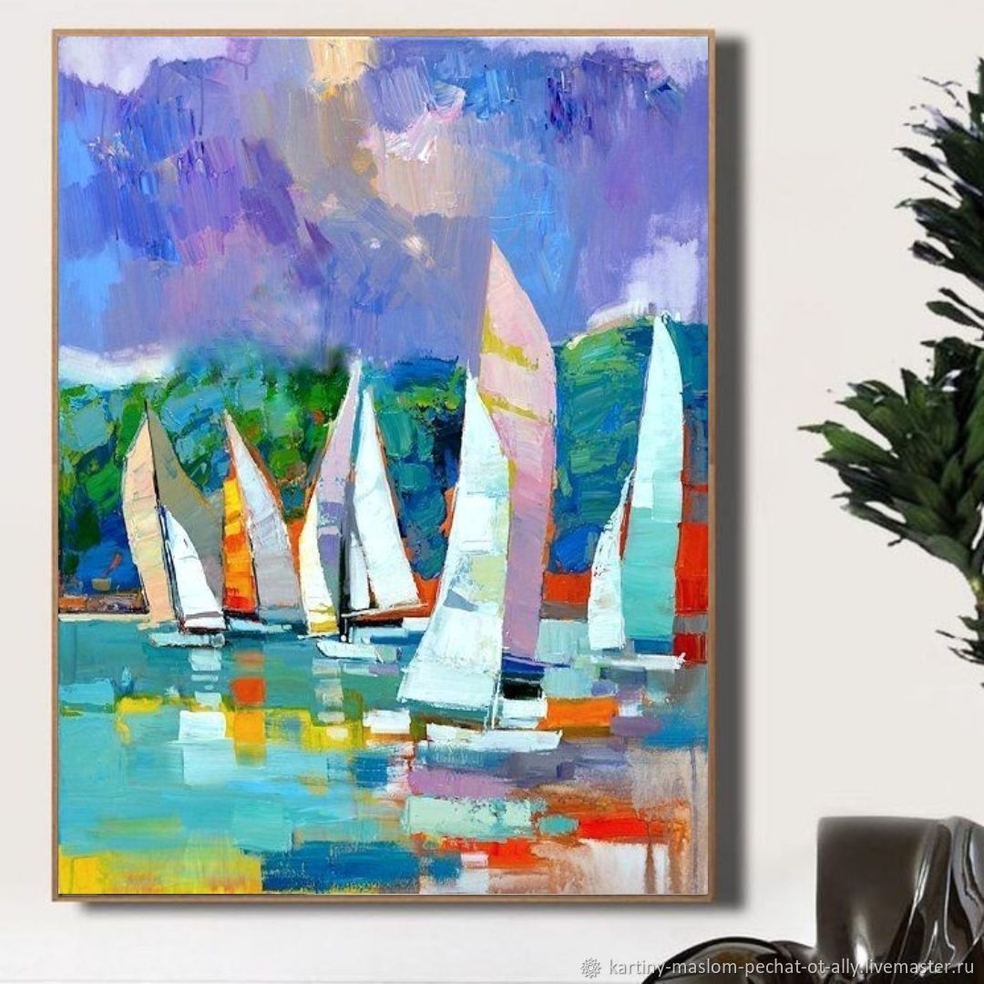 КАРТИНА МАСЛОМ НА ХОЛСТЕ, КАРТИНА ПАРУСНИКИ в интернет-магазине Ярмарка ...