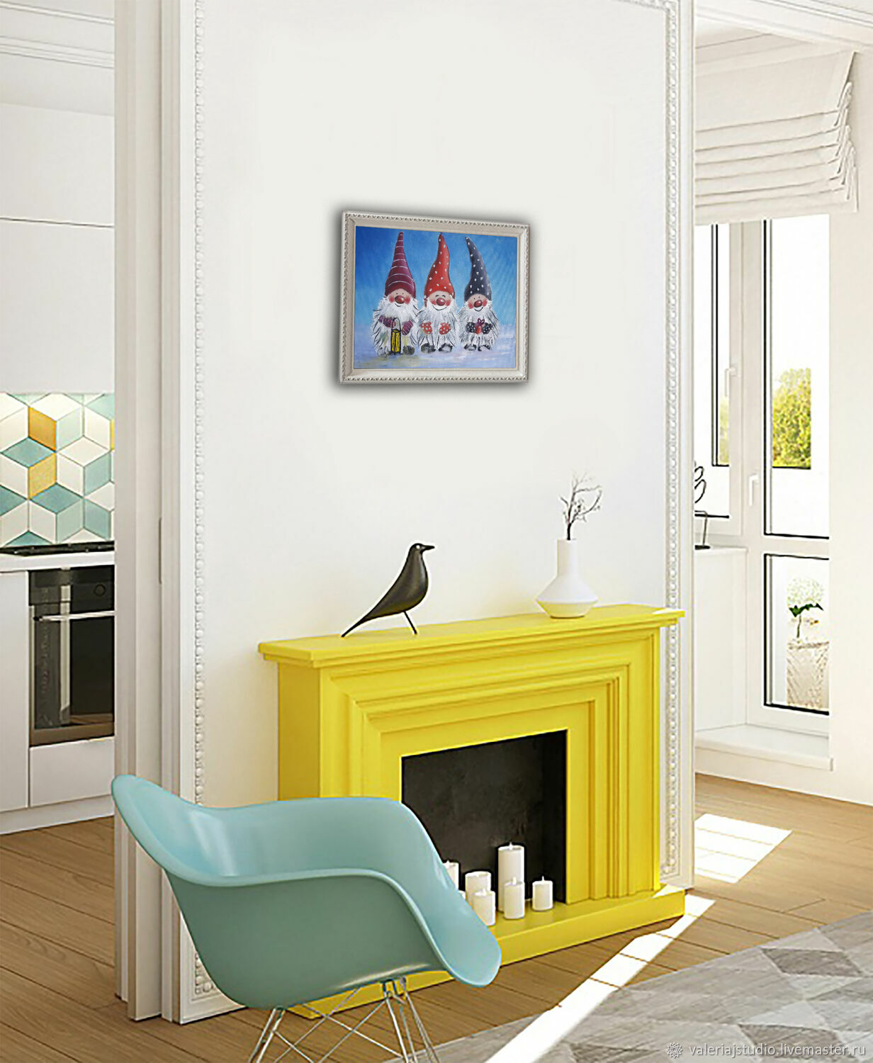 Картина Гномы, Новогодние Гномы, Три Гнома, Волшебники х/м 25х35 в ...