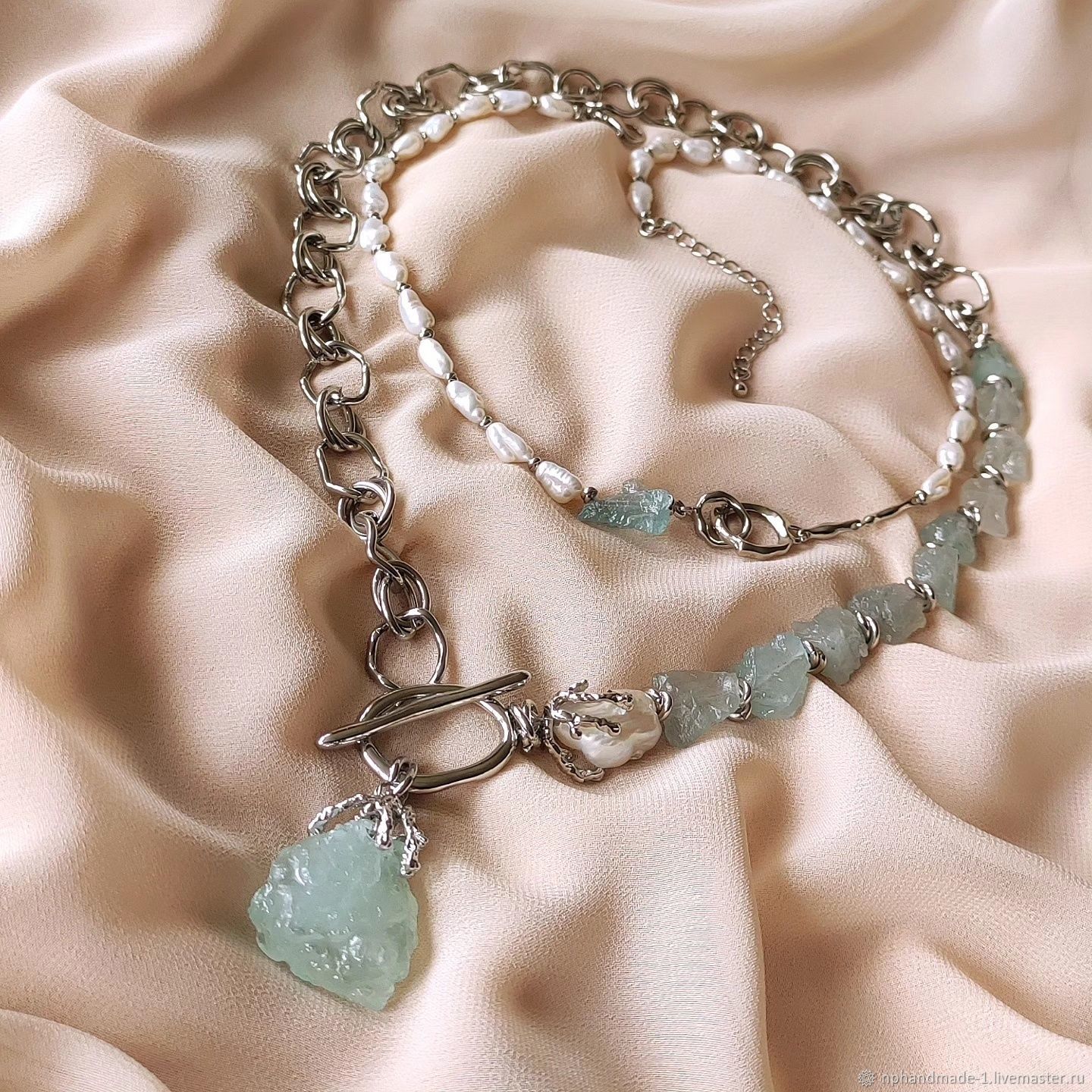 Колье из натуральных камней. Колье с камнями. Колье с аквамарином ...