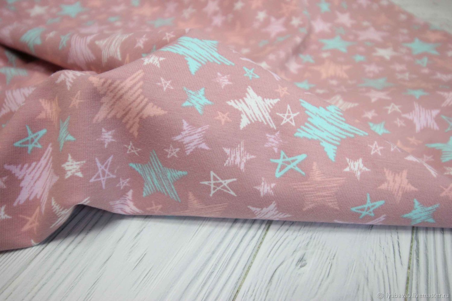 Кулирка с лайкрой Звёзды пудра купить в интернет-магазине Ярмарка ...