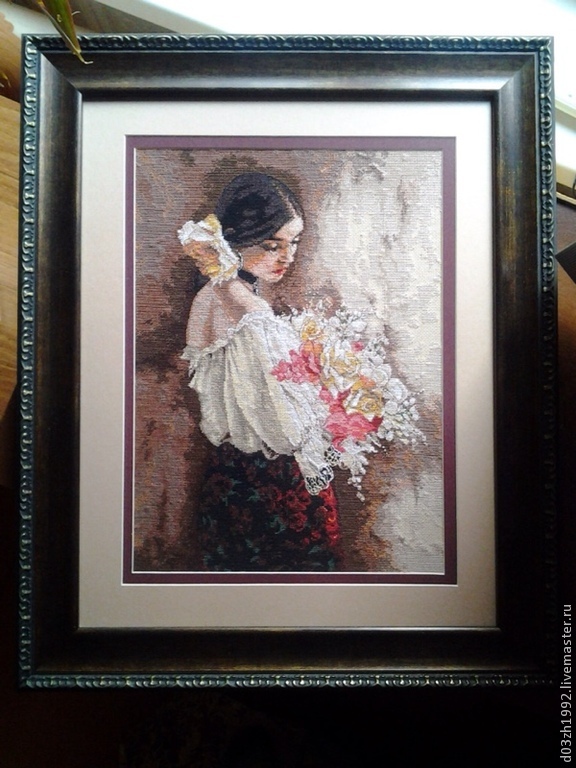 Картина "Девушка с букетом" купить в интернет-магазине Ярмарка Мастеров ...