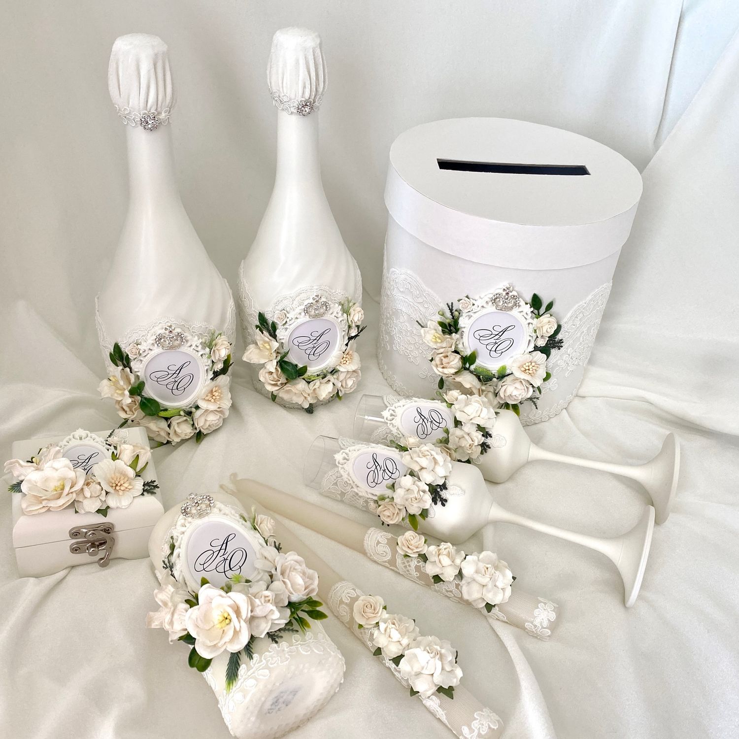 Свадебный набор «Белые цветы» на заказ в интернет-магазине Ярмарка ...