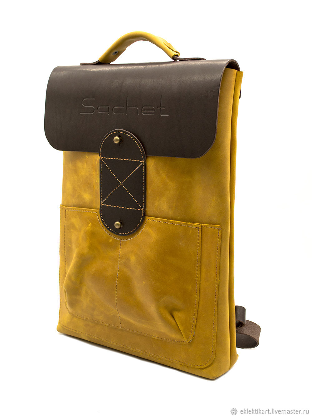 Рюкзак кожаный для ноутбука 17 дюймов (желтый крейзи) купить в интернет ...