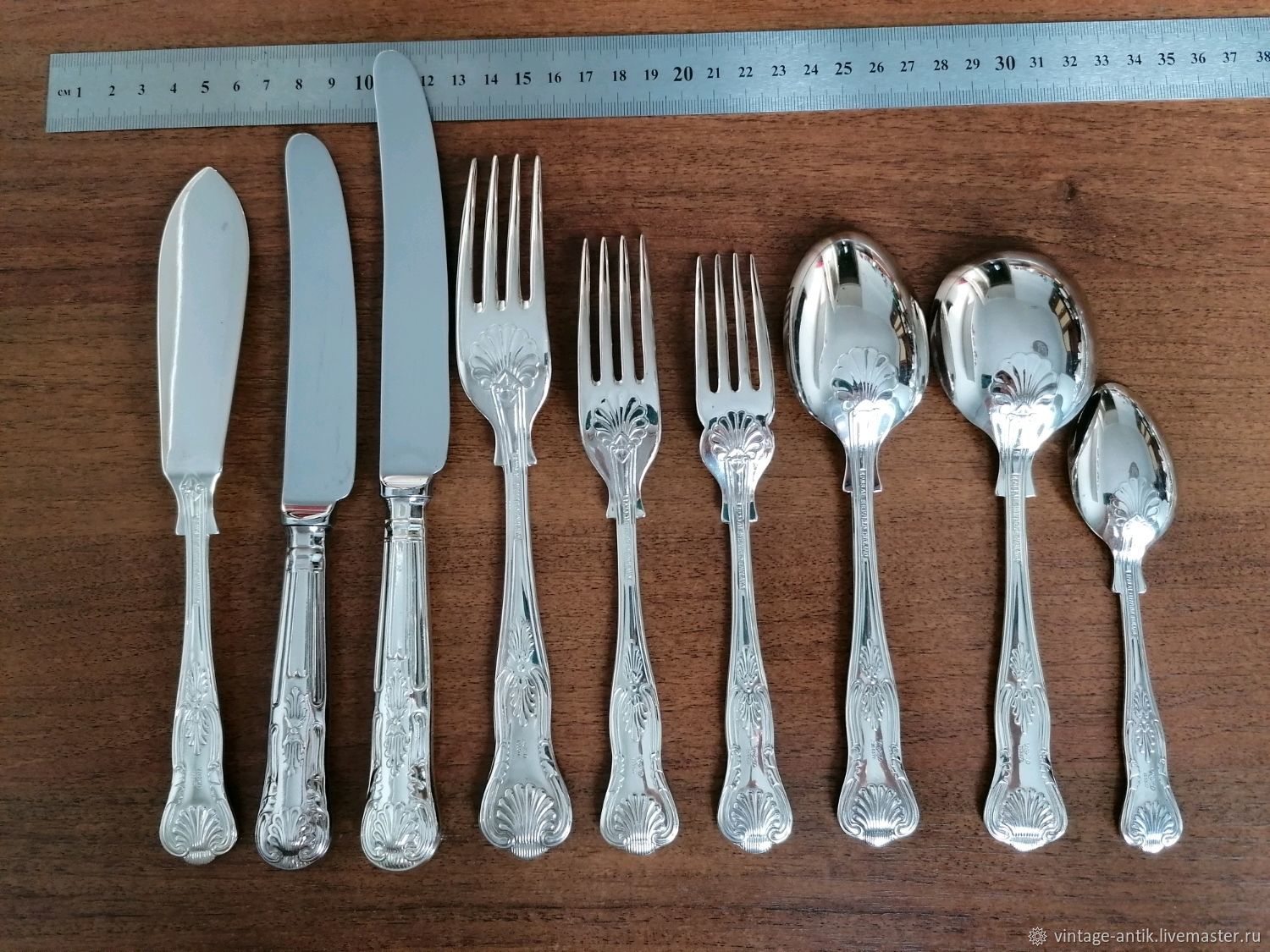 Винтаж: Новый полный набор столовых приборов 54 предмета. Серебрение ...