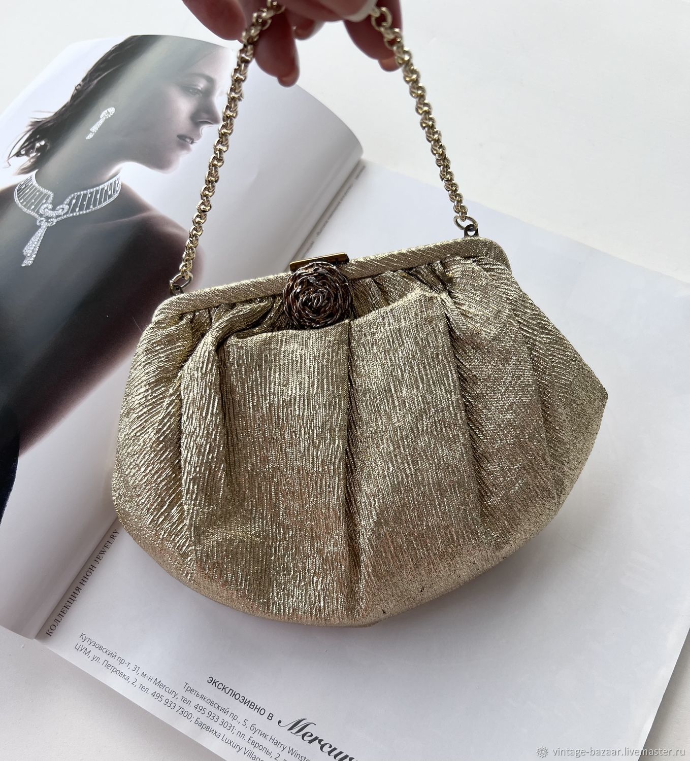 Винтаж: Винтажная маленькая золотая сумочка на руку RFC evening bags ...