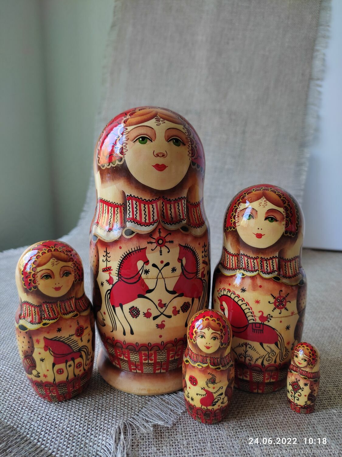 Матрешка пятиместная. Игра. Мезенская роспись – купить онлайн на ...