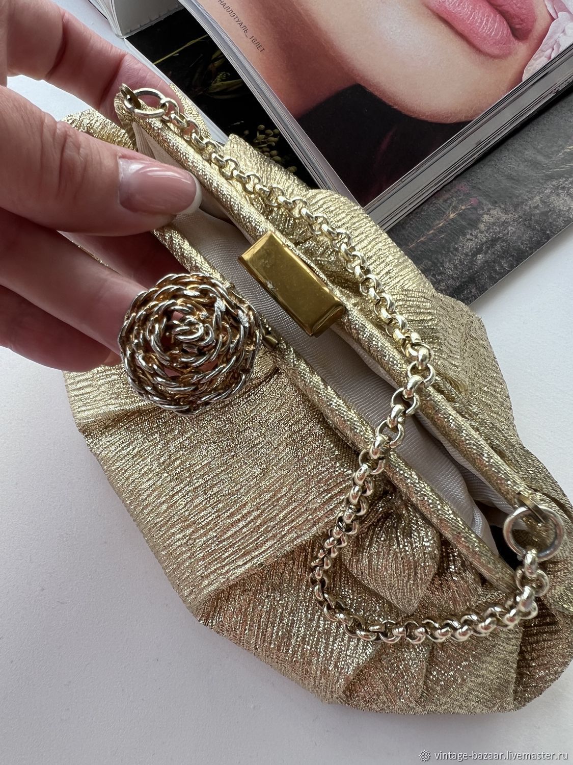 Винтаж: Винтажная маленькая золотая сумочка на руку RFC evening bags ...