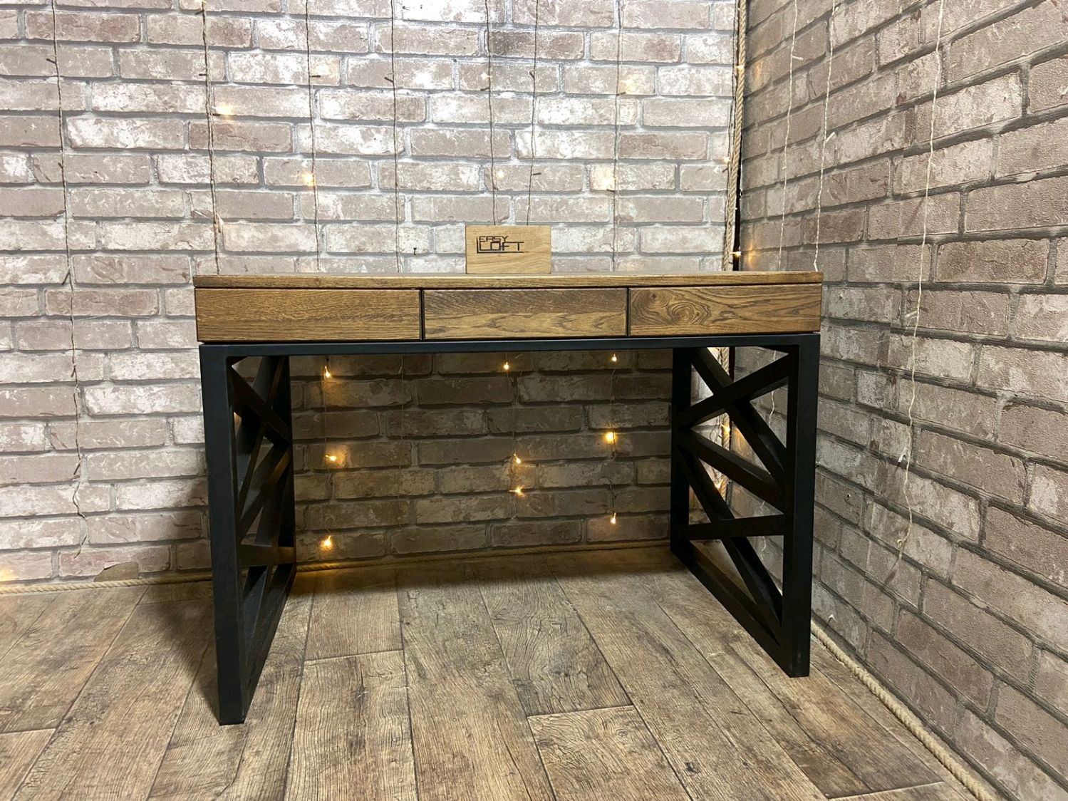 Стол письменный с ящиками из массива дуба в стиле лофт на заказ в ...