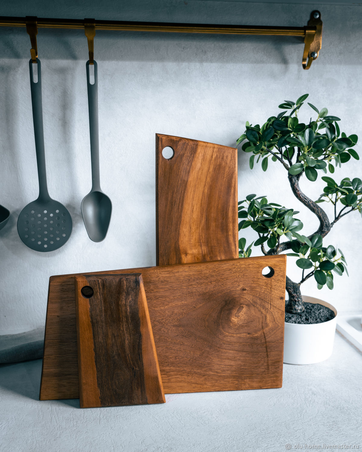 Разделочная доска деревянная из массива грецкого ореха, 20 х 13 см ...