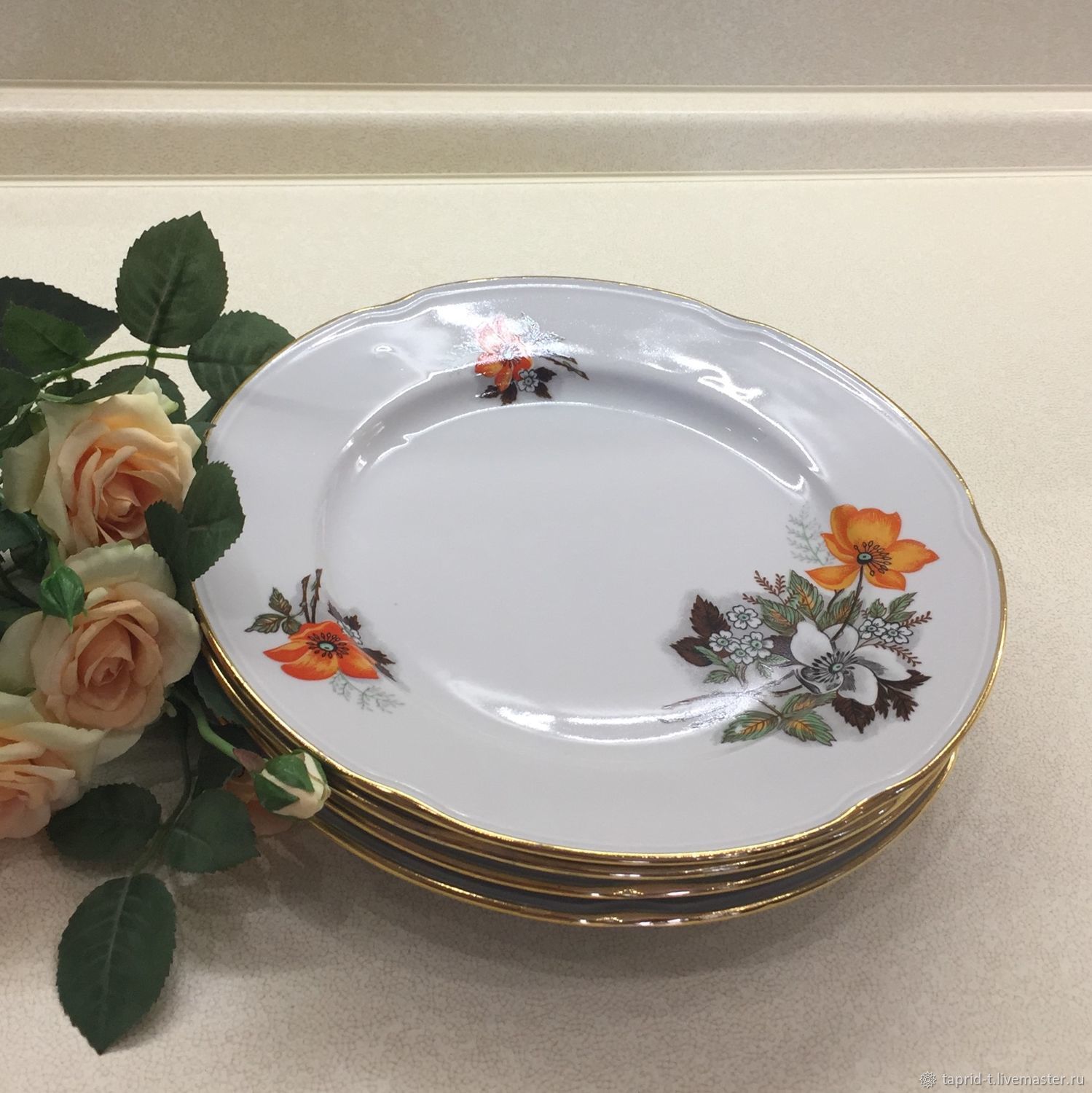 Винтаж Тарелка большая фарфоровая КФЗ Чайка 80 е года купить в интернет магазине Ярмарка