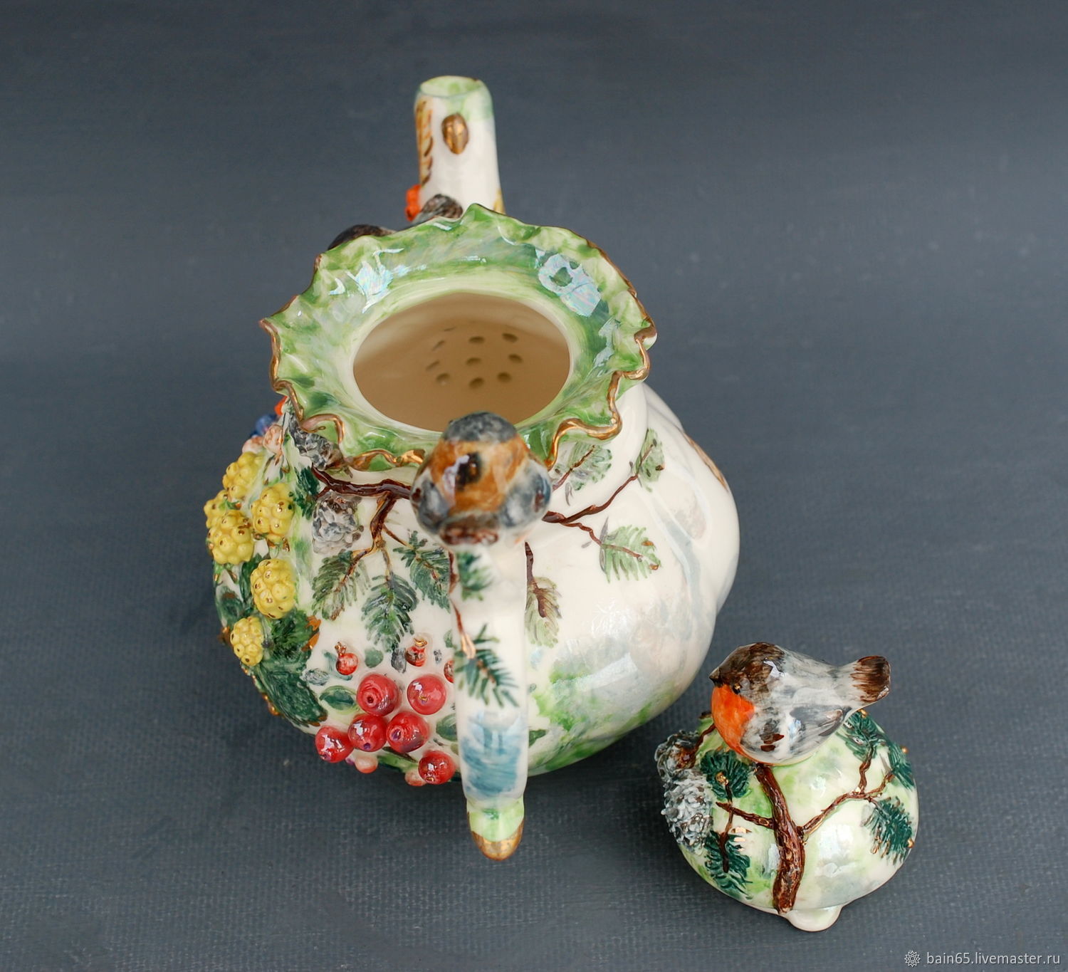 Teapot "Wild berries and birds" – купить на Ярмарке Мастеров – SUZM0COM ...